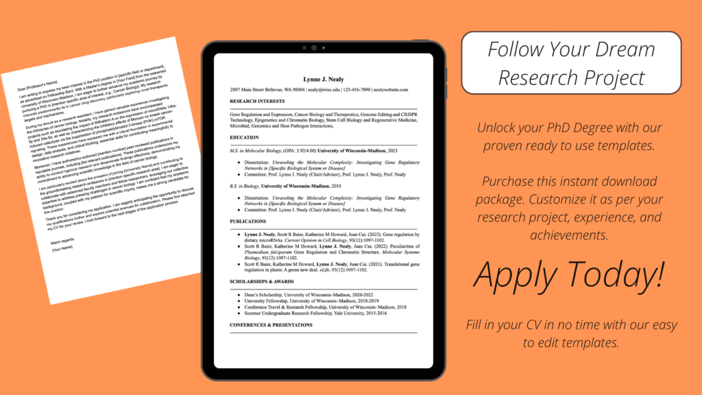 Ph.D. CV Template and Cover Letter Template - FriendlyWorkflow